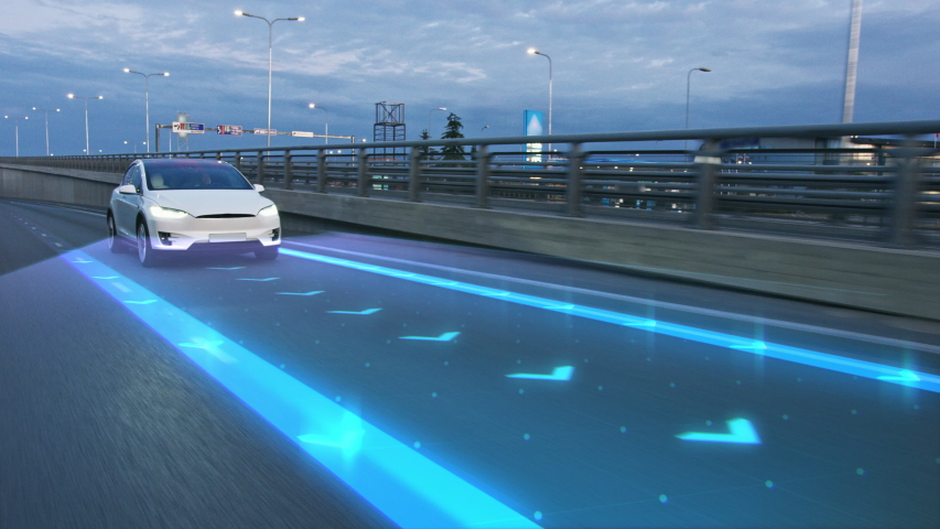 Autonomous Self Driving Car Moving Stock Footage Video (100% Royalty ...