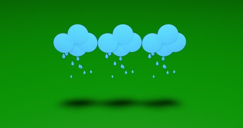 Animation Rainy Clouds Blue Color Rain Stock Footage Video (100% ...