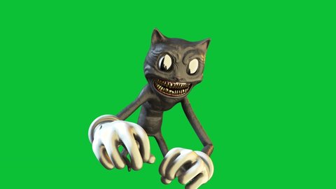 cartoon cat jumpscare green screen horror Stock Footage Video (100% ...