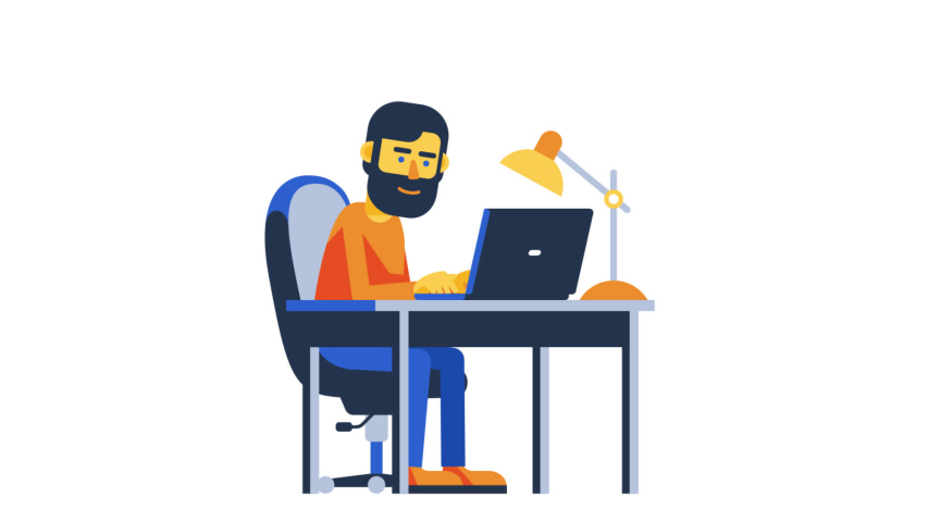 Happy Remote Worker with Laptop Stok Videosu (%100 Telifsiz) 1054972220 ...