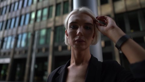 Trans Woman Big City Portrait Shot Stock Footage Video (100% Royalty ...