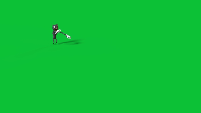 cartoon cat runs green screen top Stock Footage Video (100% Royalty ...