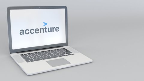 Accenture Company Logo On Screen Laptop Stock Footage Video (100% ...