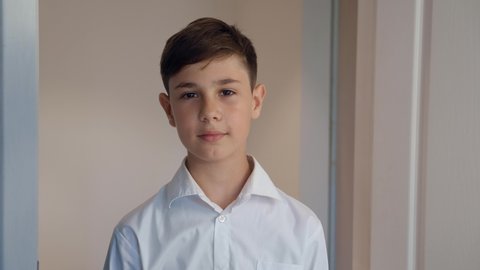 Closeup Portrait Cute Boy 11 Years Stock Footage Video (100% Royalty ...