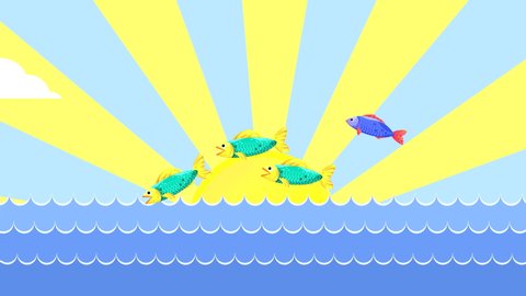 Looping Animation Jumping Fish Dolphin On Stock Footage Video (100% ...