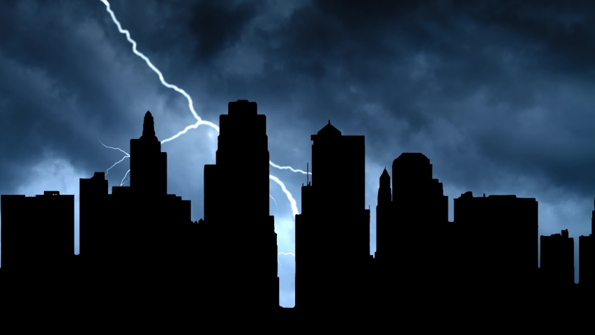 Lightning Strike over the skyscrapers and cityscape image - Free stock ...