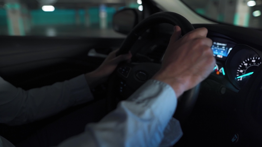 man driving innovative automated car using Stock Footage Video (100% ...