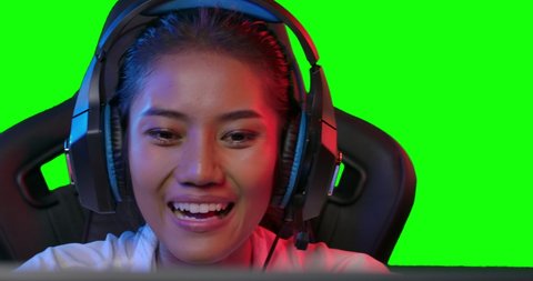 Young Beautiful Asian Streamer Vlogger Wearing Stock Footage Video (100 ...