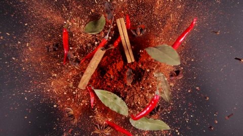 Exotic Spices Chilli Pepper Flying Falling Stock Footage Video (100% ...