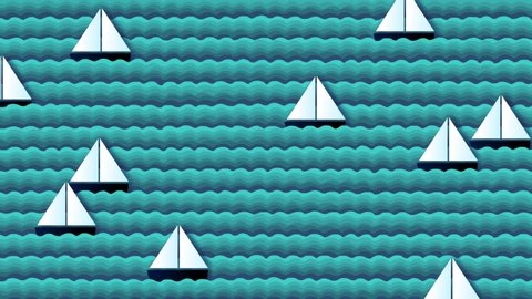 Moving Sea Waves Boats Cartoon Animation Stock Footage Video (100% ...