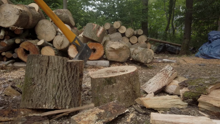 man hits axe into log gets Stock Footage Video (100% Royalty-free ...