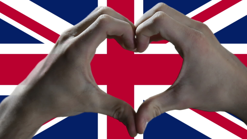 heart hand sign uk flag close Stock Footage Video (100% Royalty-free ...