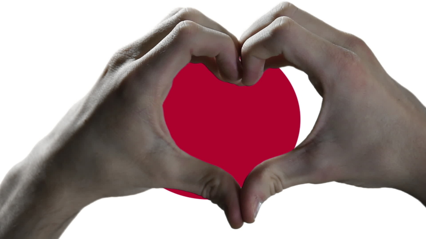 heart hand sign flag japan close Stock Footage Video (100% Royalty-free ...