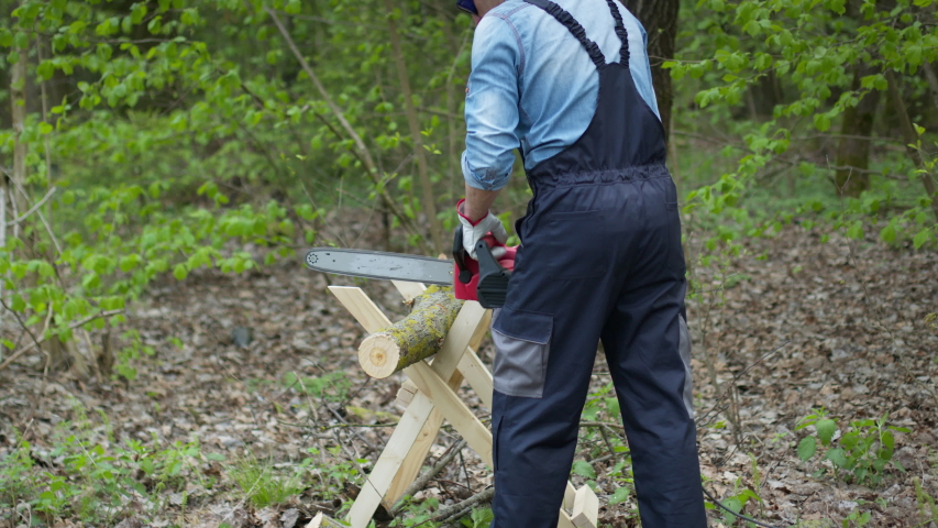 Caucasian Male Lumberjack in Workwear Stock Footage Video (100% Royalty ...