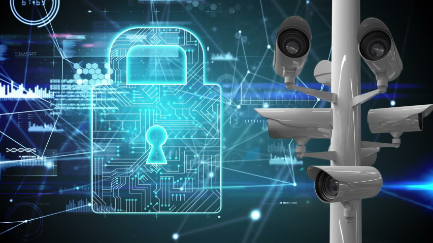animation online security padlock cctv cameras Stock Footage Video (100 ...
