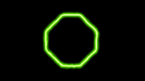 Appearance Green Neon Symbol Octagon Flicker Stock Footage Video (100% ...