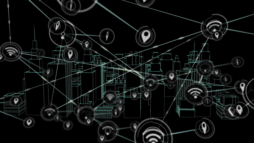animation network connections wifi reception location Stock Footage ...