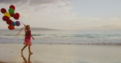 Happy Young Girl Running Down Beach Stock Footage Video (100% Royalty ...
