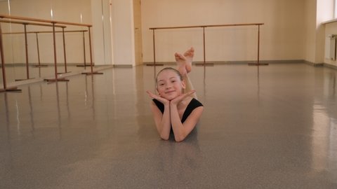 Lithe Little Ballerina Does Backward Somersault Stock Footage Video ...
