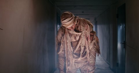 Scary Ancient Mummy Covered Bandages Cursed Stock Footage Video (100% ...