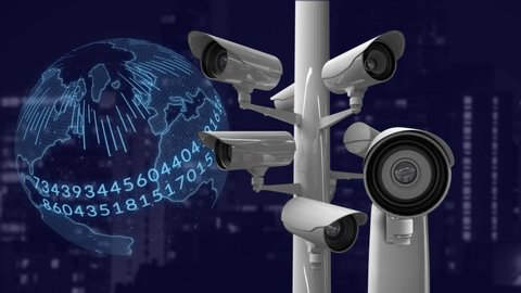 Animation Cctv Cameras Moving Around Digital Stock Footage Video (100% ...