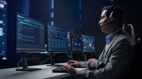 Confident Male Cyber Security Data Scientist Stock Footage Video (100% ...