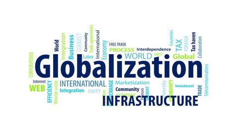 Animated Globalization Word Cloud On Blue Stock Footage Video (100% ...