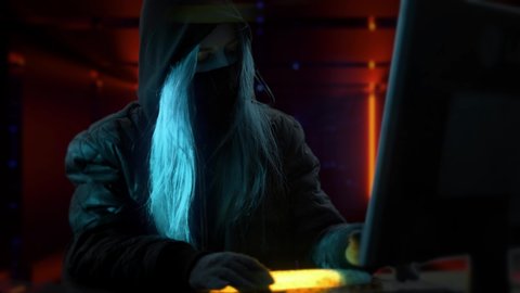 Young Anonymous Hacker Woman Mask Thief Stock Footage Video (100% ...