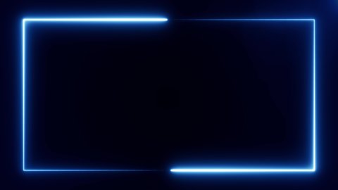 Blue Neon Rectangle Frame Screen Border Stock Footage Video (100% ...