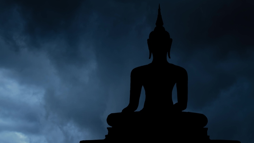 buddhism lightning thunderstorm flash over silhouette Stock Footage ...