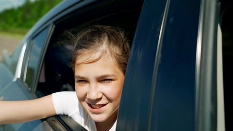 Happy Girl Kid Child Leaned Out Stock Footage Video (100% Royalty-free ...