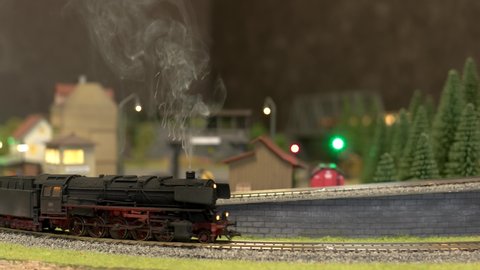 Toy Train Smoke Moving On Model Stock Footage Video (100% Royalty-free ...