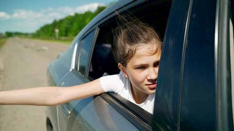 Happy Girl Kid Child Leaned Out Stock Footage Video (100% Royalty-free ...