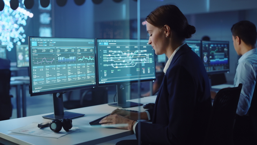 confident female data scientist works on Stock Footage Video (100% ...