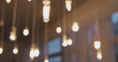 Blurred Background Modern Ceiling Lighting Hanging Stock Footage Video ...