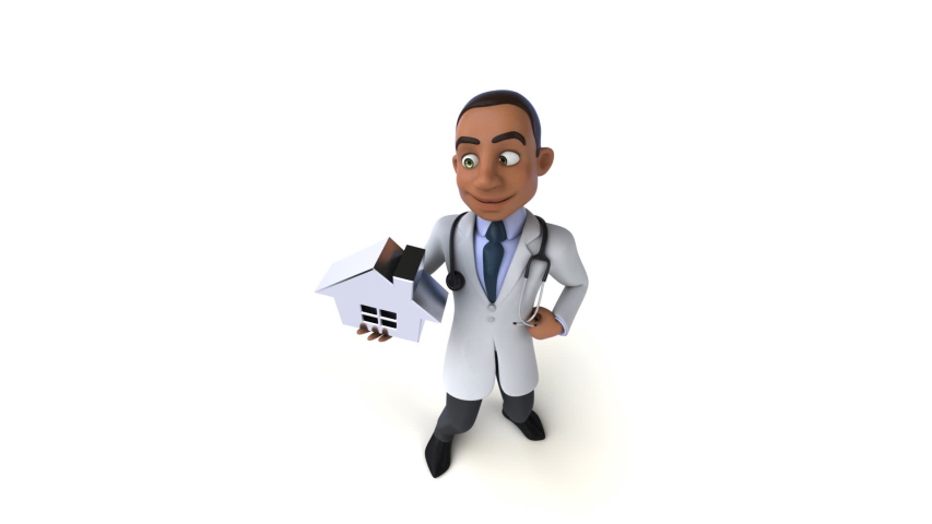 fun 3d cartoon black doctor house Stock Footage Video (100% Royalty ...