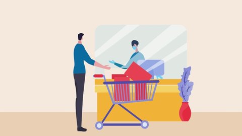 Male Customer Animation Wearing Face Mask Stock Footage Video (100% ...