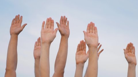 Hands Group People Lifting Hands Isolated Stock Photo 1067852096 ...
