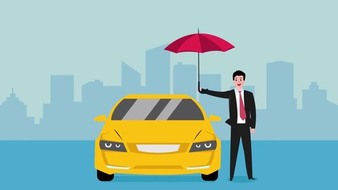 Car Insurance Concept Young Businessman Animation Stock Footage Video ...
