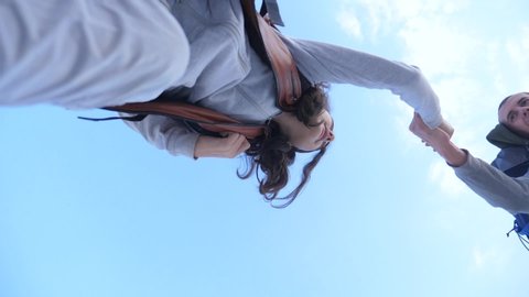 Bottom View Young Diverse People Putting Stock Footage Video (100% ...