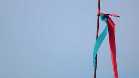 Beach Jeju Island Ribbon Blowing Wind Stock Footage Video (100% Royalty ...