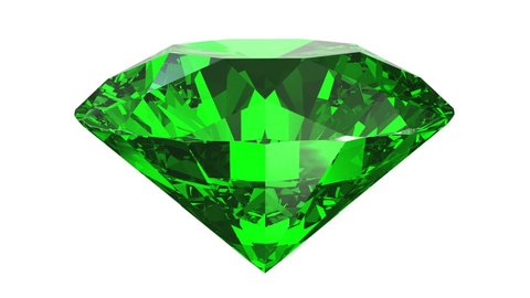 Green Emerald Rotating On White Background Stock Footage Video (100% ...