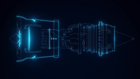 3d Model Detailed Silhouette Jet Engine Stock Footage Video (100% ...