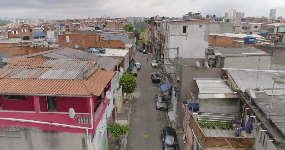 Aerial View Favela Slum Brazil Sao Stock Footage Video (100% Royalty ...