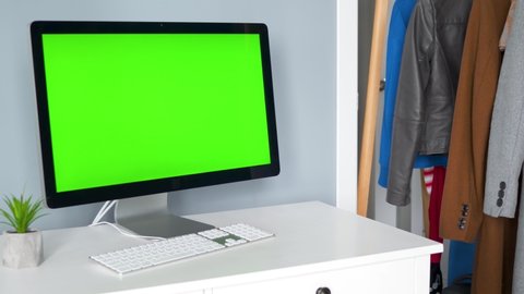 Creative Studio Computer Monitor Green Screen Stock Footage Video (100% ...