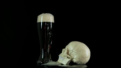 Death By Beer Skull Looks Glass Stock Footage Video (100% Royalty-free ...