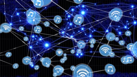 Digitally Animated World Map Network Icons Stock Footage Video (100% ...