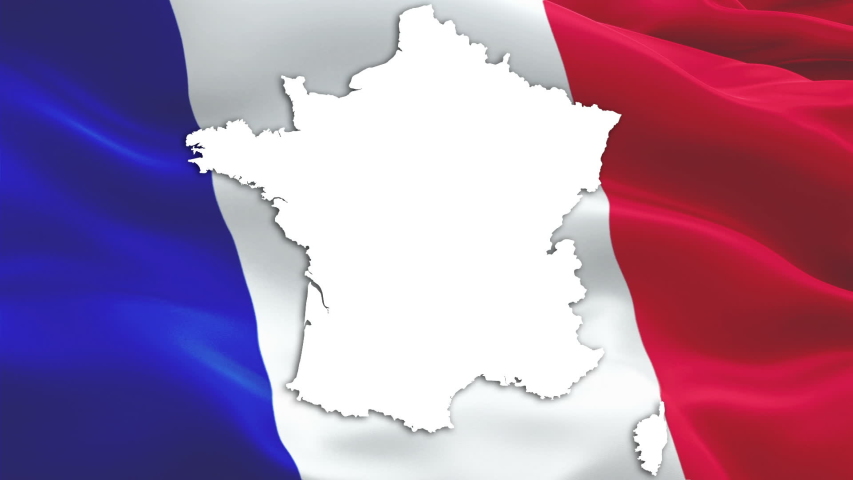 French Map Flag Paris Waving Wind Stock Footage Video (100% Royalty ...