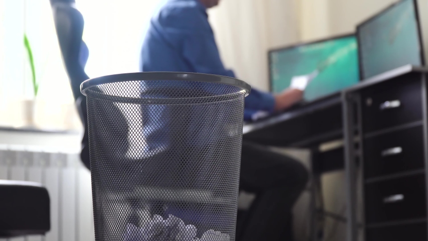 Office Employee Tossing Away Crumpled Stock Footage Video (100% Royalty ...
