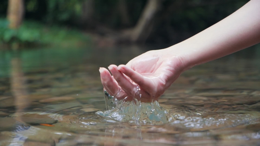 hand scooping fresh water forest river Stock Footage Video (100% ...